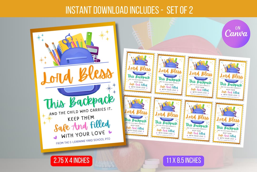 EDITABLE Backpack Blessings Tag, Religious Tags Back to School, School ...