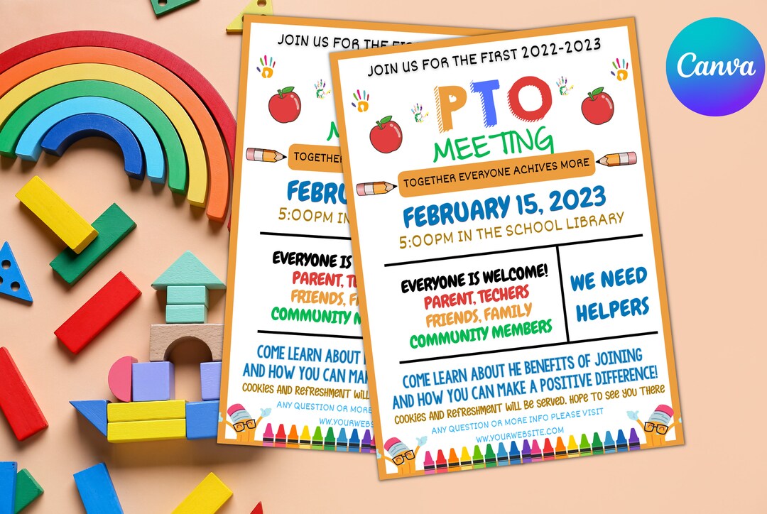 EDITABLE PTO PTA Meeting Handout Flyer School Fundraiser - Etsy