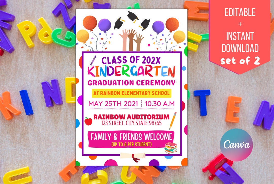Kindergarten Graduation Invitation, Editable Kindergarten Graduation ...