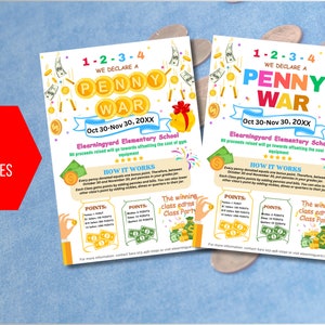 EDITABLE Penny War Fundraiser Flyer, Printable School Fundraiser Event ...