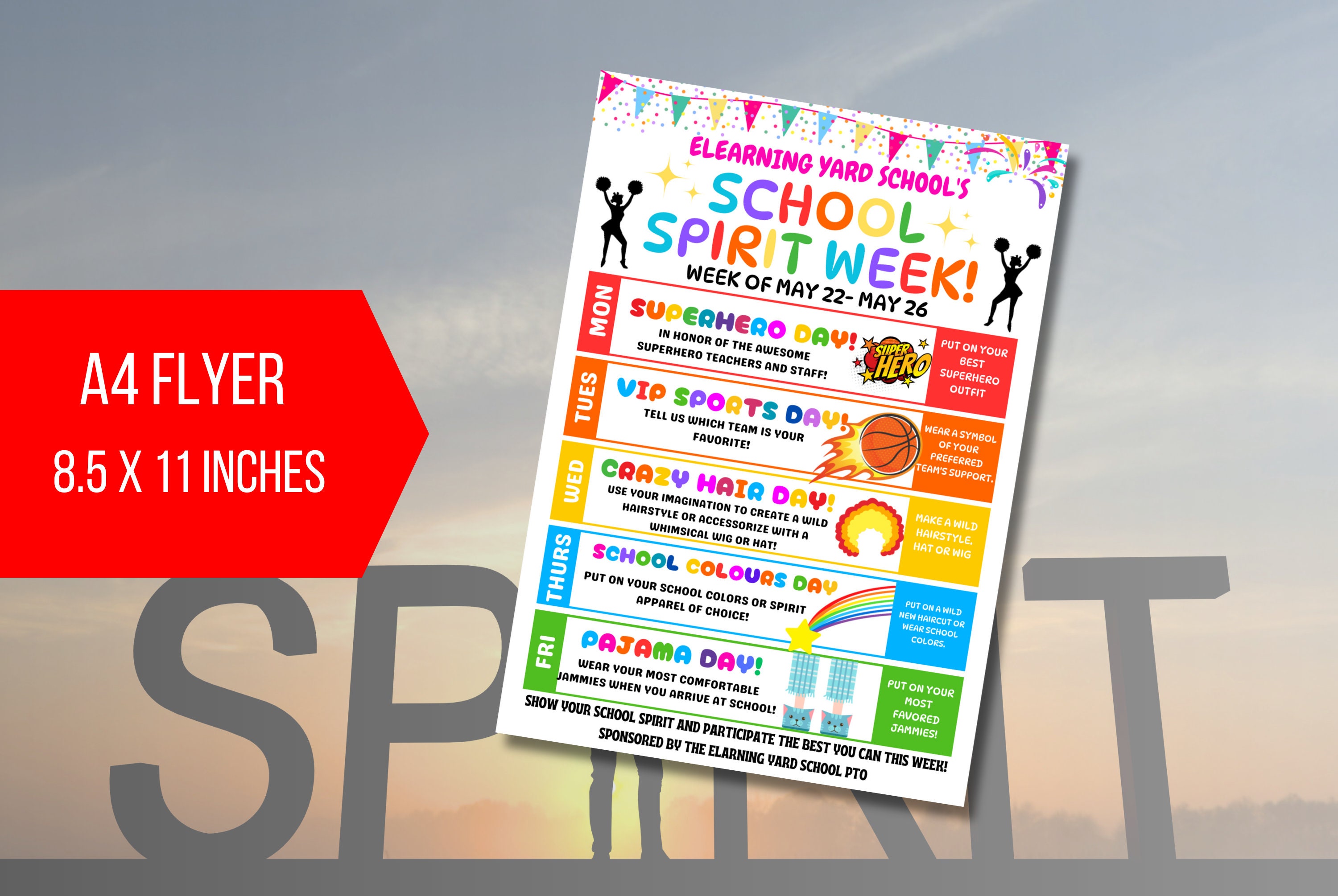 EDITABLE School Spirit Week Flyer, School Spirit Week Poster, Spirit ...
