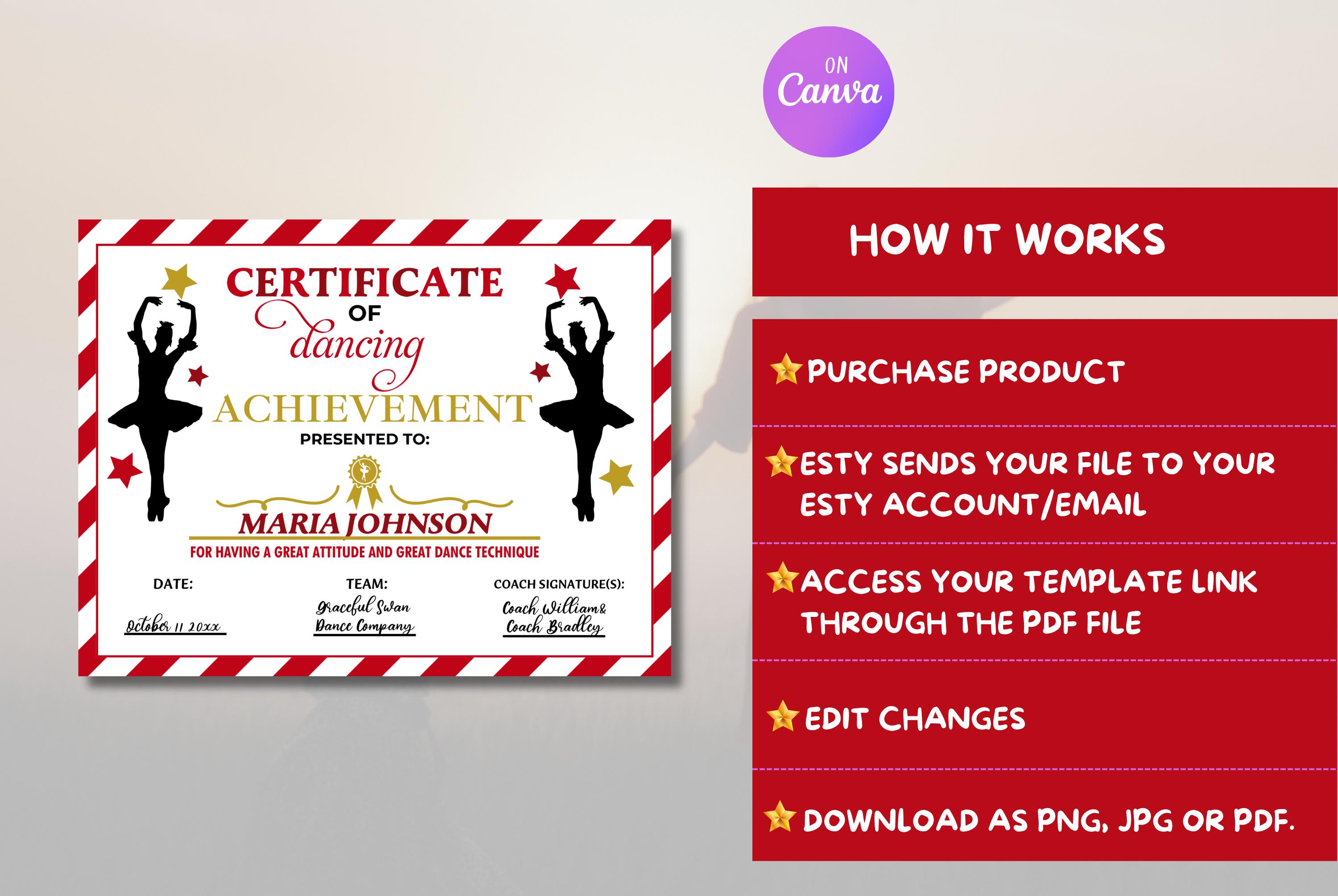 EDITABLE Ballet Certificate, Dancing Award, Dancer Certificate, Dance ...