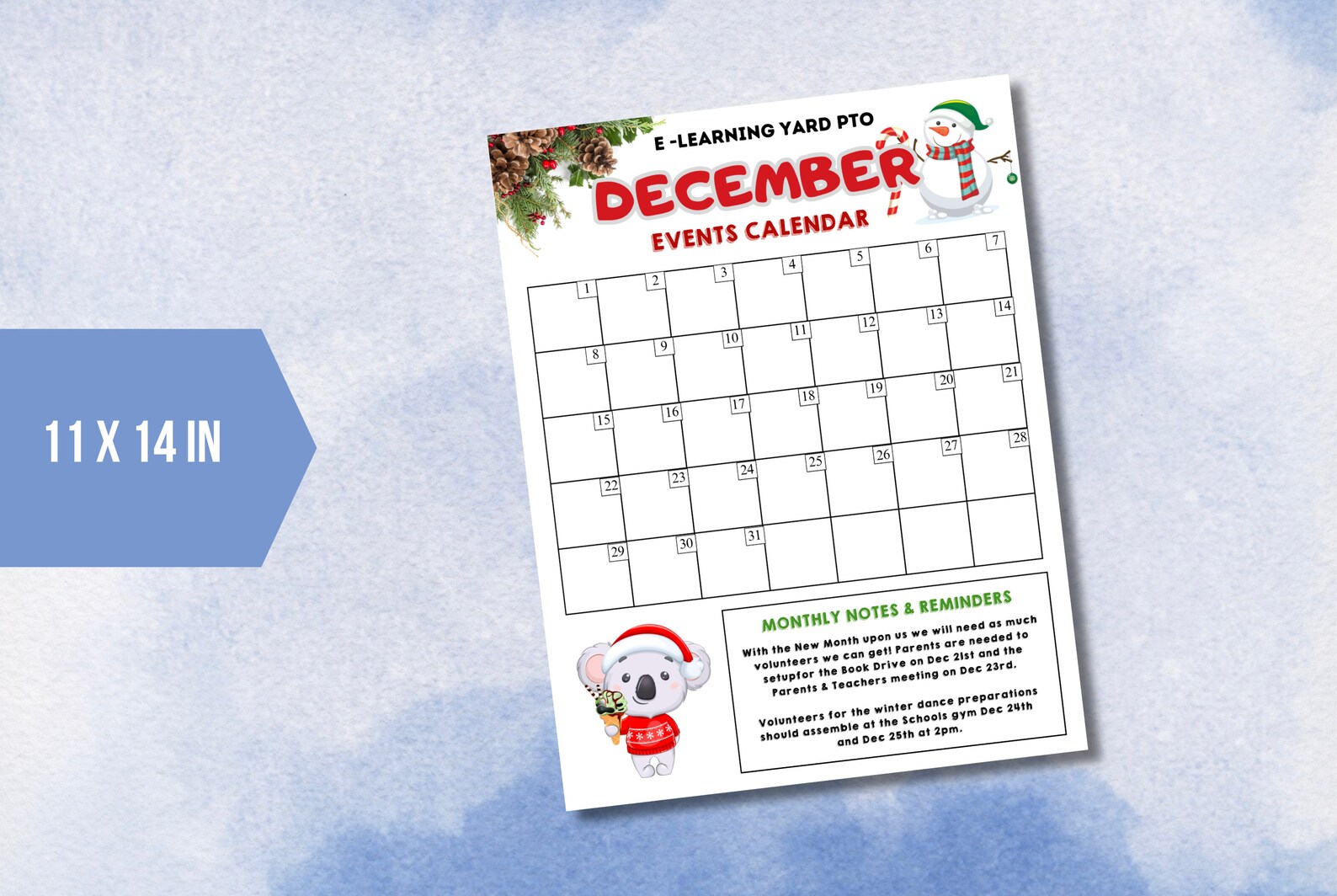 EDITABLE Monthly Event Calendar Flyer Template, Year at a Glance ...