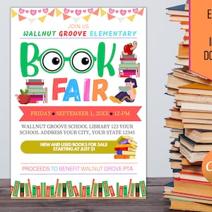 EDITABLE Book Fair Flyer Printable School Fundraiser Invitation ...
