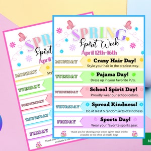 Spring Spirit Week Editable Itinerary Schedule | Printable DIY Spirit ...