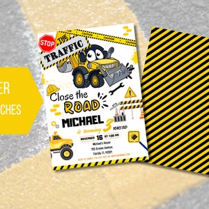 EDITABLE Stop the Traffic, Close the Road Birthday Invite, Construction ...