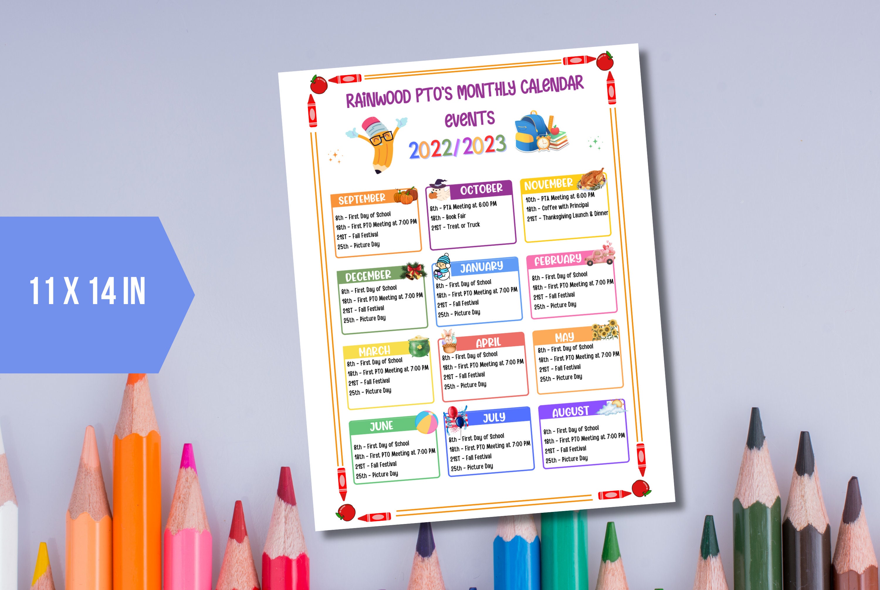 EDITABLE Monthly Event Calendar Flyer Template, Year at a Glance ...
