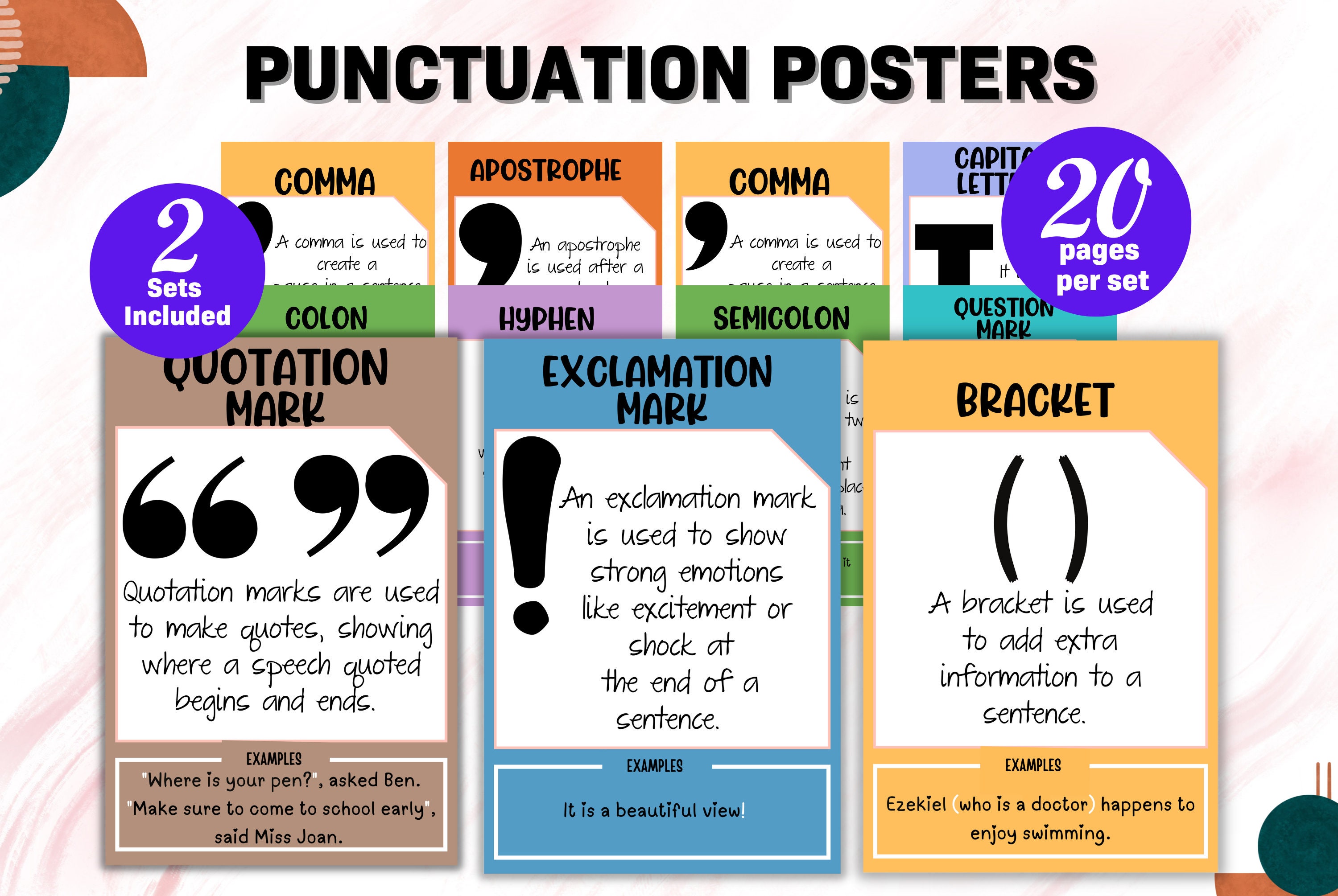 Boho Punctuation Posters | Educational Posters | English Posters ...