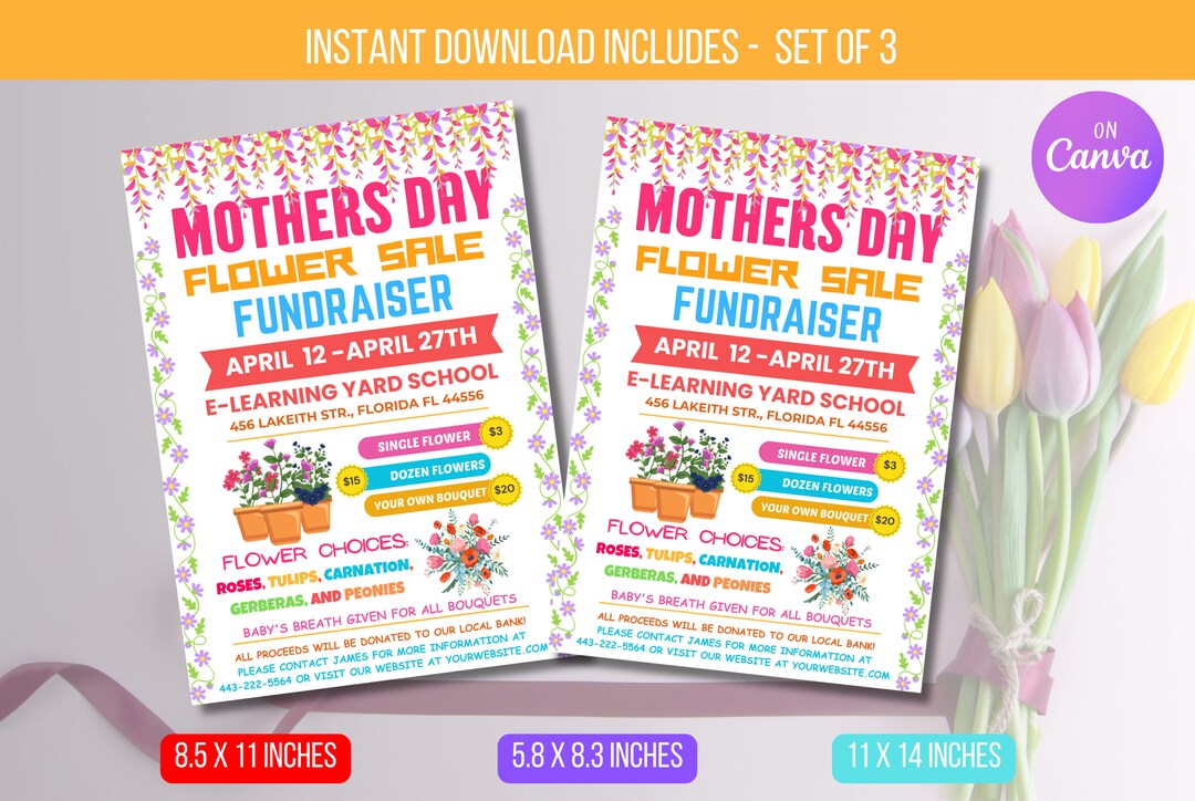 EDITABLE Mother's Day Flower Fundraiser Flyer, Printable Invite ...