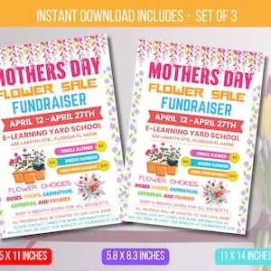 EDITABLE Mother's Day Flower Fundraiser Flyer, Printable Invite ...
