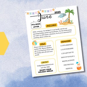 EDITABLE June Newsletter Template, Classroom Printable Handout Flyer ...