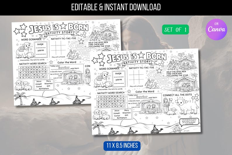 EDITABLE Jesus is Born Kids Bible Verse Coloring Book, Sunday School ...