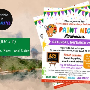 EDITABLE Paint Night Fundraiser Flyer Template, Charity Non Profit ...