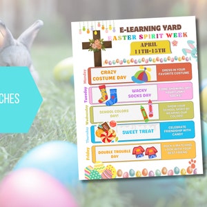 EDITABLE Easter Spirit Week Itinerary Schedule Printable Spring Spirit ...