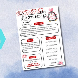 EDITABLE February Newsletter Template, Classroom Printable Handout ...