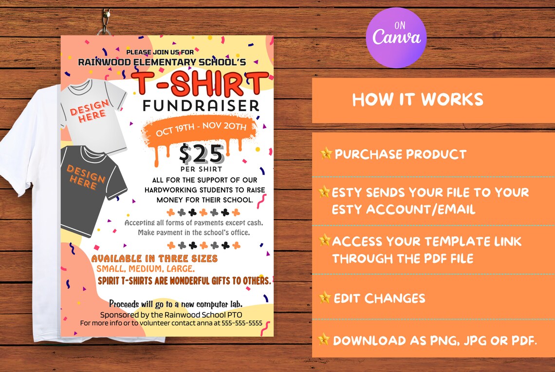 T-shirt Fundraiser Flyer Printable PTO PTA Sale Clothing School Spirit ...
