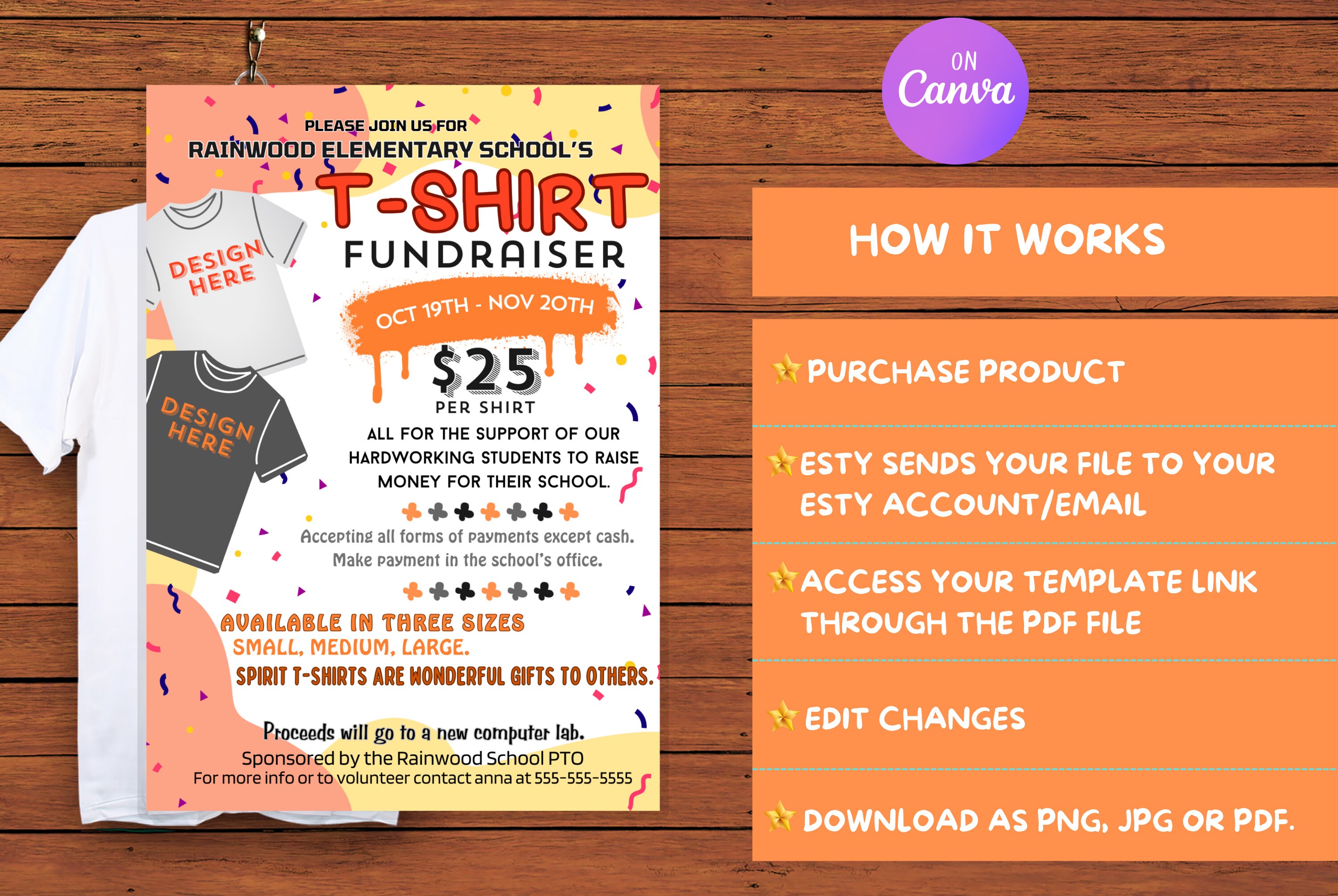 T-shirt Fundraiser Flyer Printable PTO PTA Sale Clothing School Spirit ...