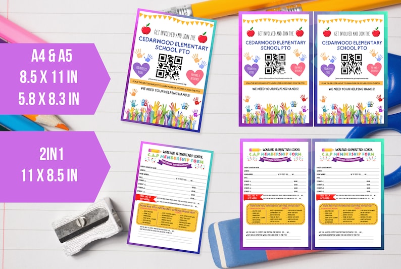 Editable PTO Flyer Bundle, Printable School PTO Information Forms ...