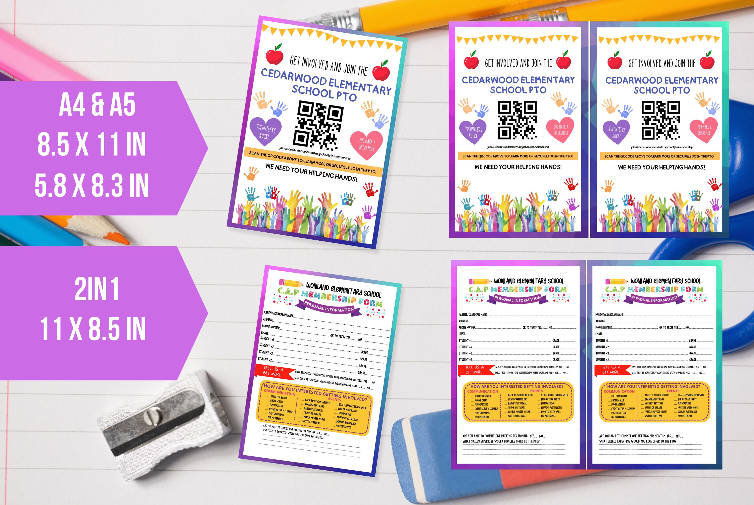 Editable PTO Flyer Bundle, Printable School PTO Information Forms ...