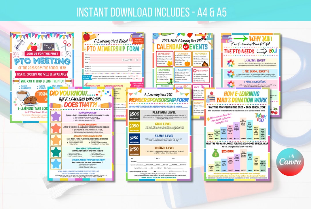 EDITABLE PTO Flyer Package, Printable School Pto Information Form ...