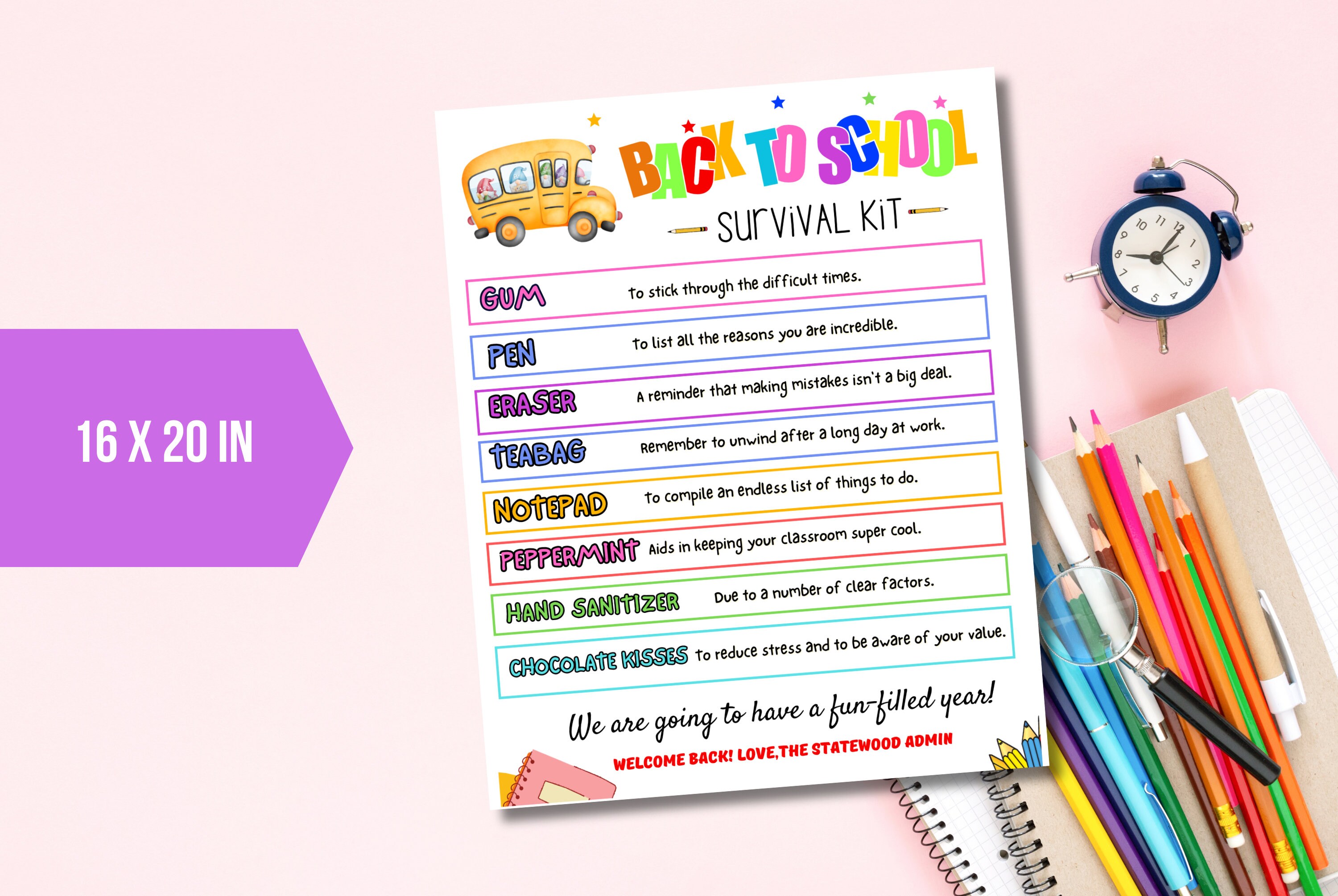 EDITABLE Back to School Survival Kit Template First Day of - Etsy