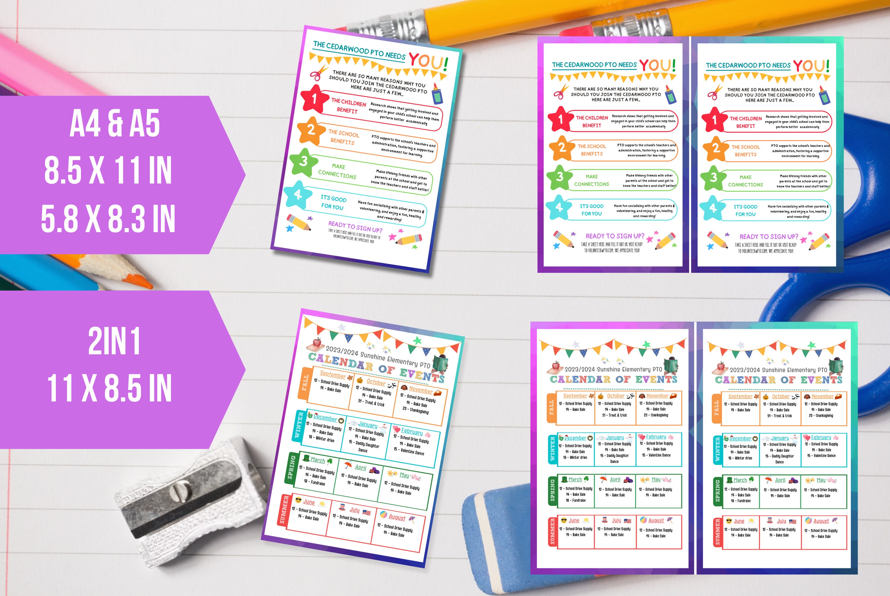 Editable PTO Flyer Bundle, Printable School PTO Information Forms ...