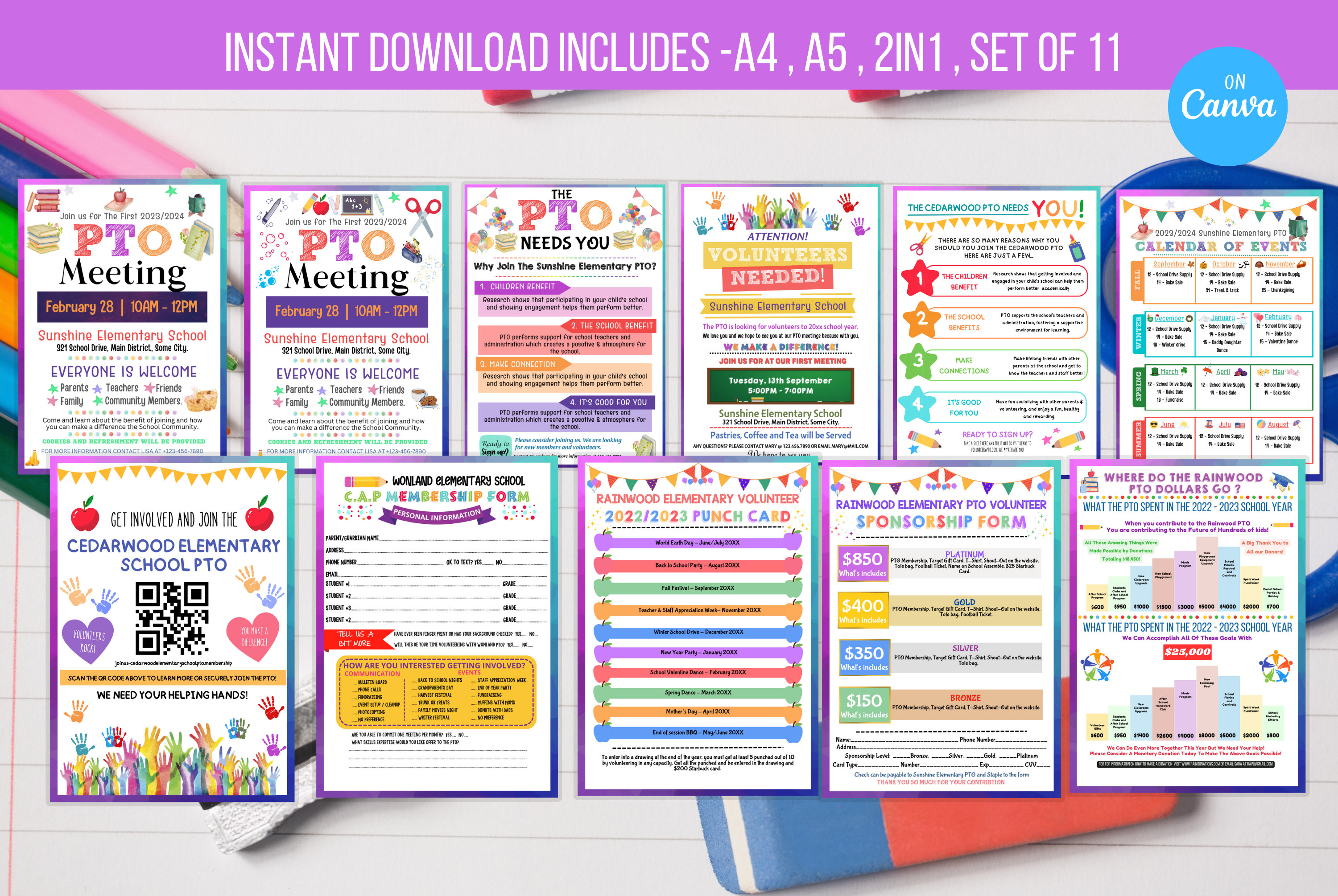 Editable PTO Flyer Bundle Printable School PTO Information - Etsy