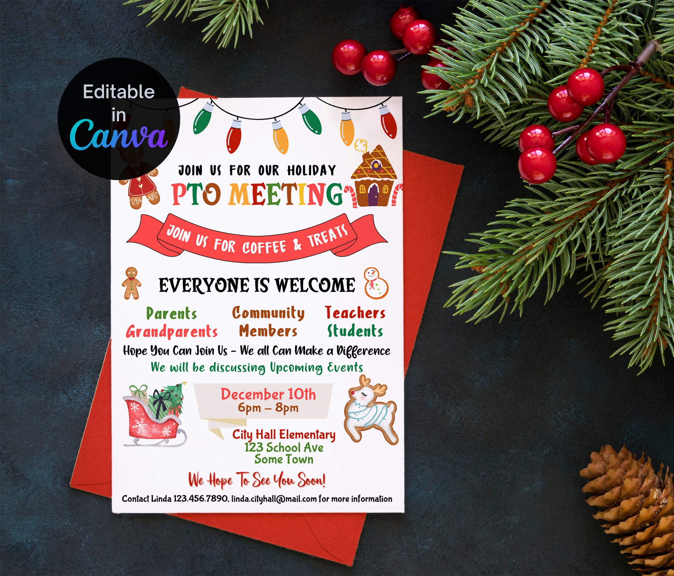 EDITABLE PTO Holiday Meeting Flyer, Meeting Handout Flyer, School ...