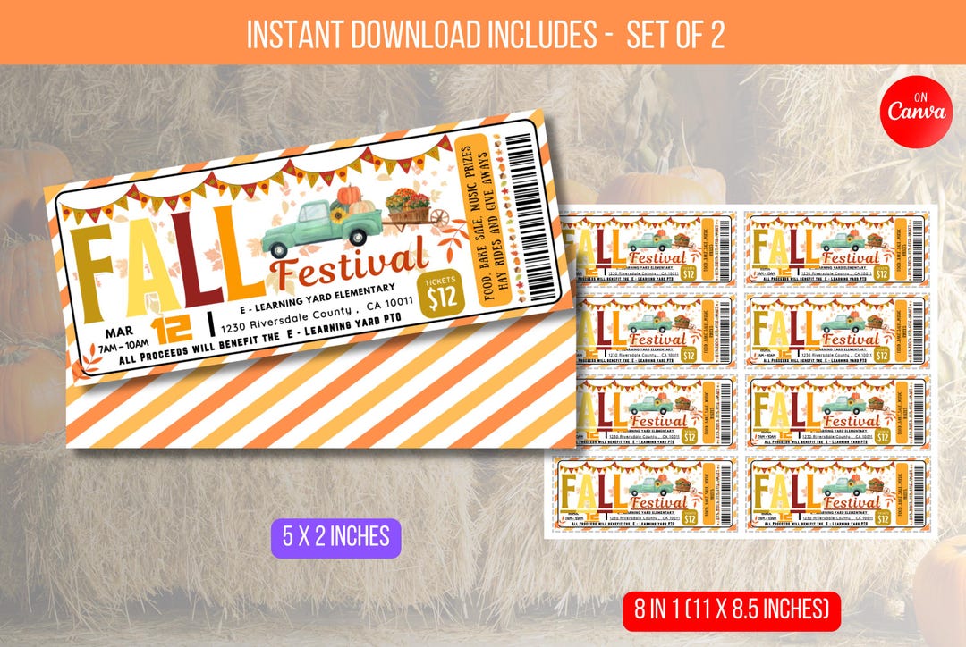 EDITABLE Fall Harvest Festival Invitation Ticket, School Event Harvest ...