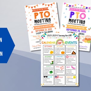 EDITABLE PTA Meeting Season Package Flyer, School Information PTO ...