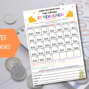 EDITABLE Cash Calendar Fundraiser Flyer Template, School Non-profit ...