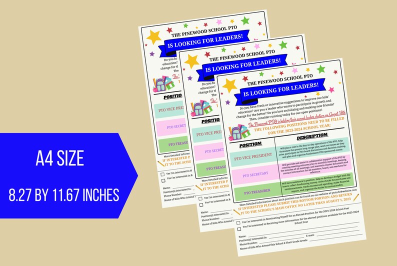 Printable School Board PTO Pta Election Recruitment Flyer, School ...