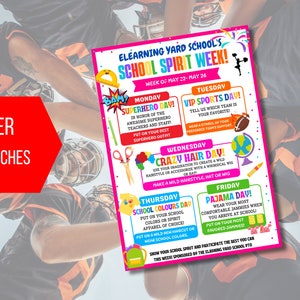 EDITABLE School Spirit Week Flyer, School Spirit Week Poster, Spirit ...