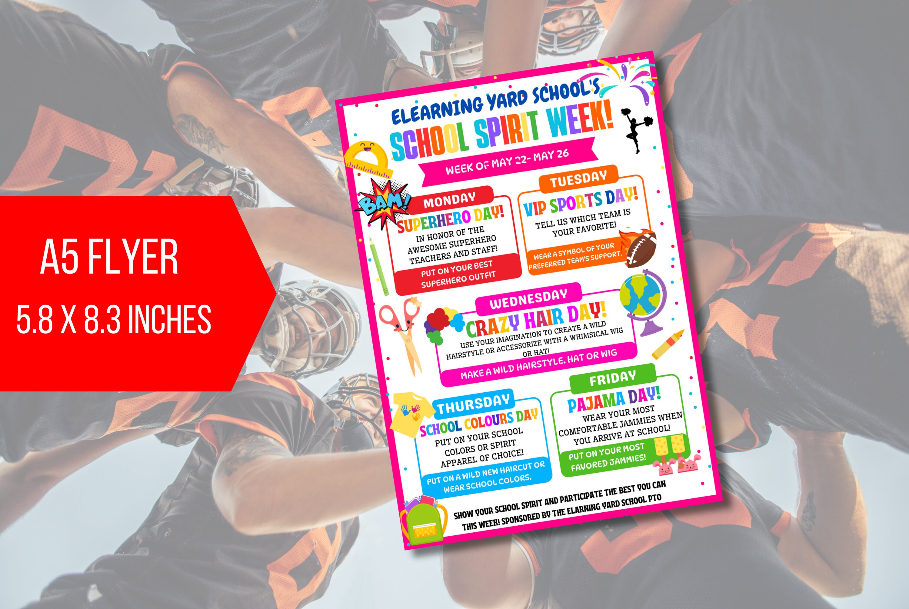 EDITABLE School Spirit Week Flyer, School Spirit Week Poster, Spirit ...
