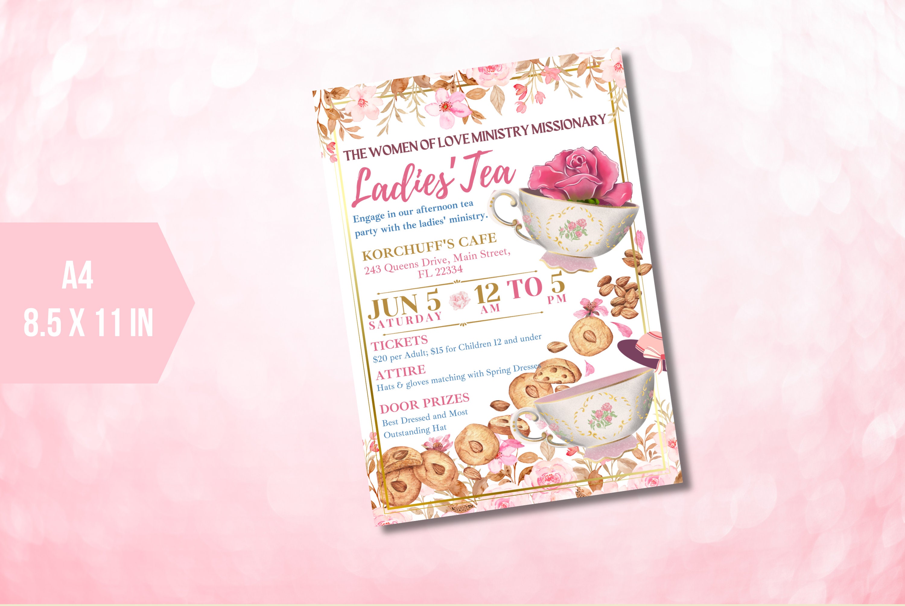 EDITABLE Ladies Tea Party Flyer Printable Ladies Event Flyer - Etsy