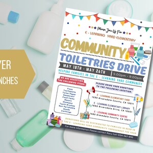 EDITABLE Community Toiletries Drive Flyer, School Church Fundraiser ...