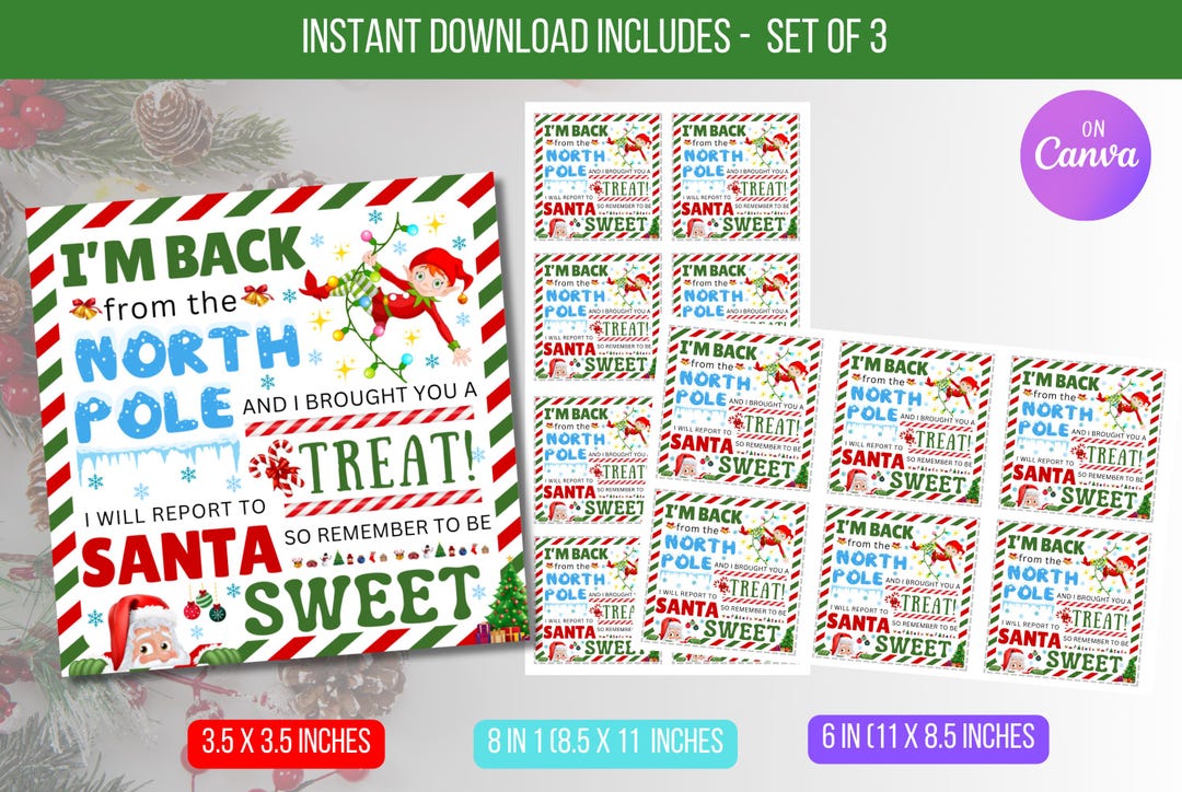 EDITABLE Back From the North Pole Tags, Christmas Gift Labels, Kids ...