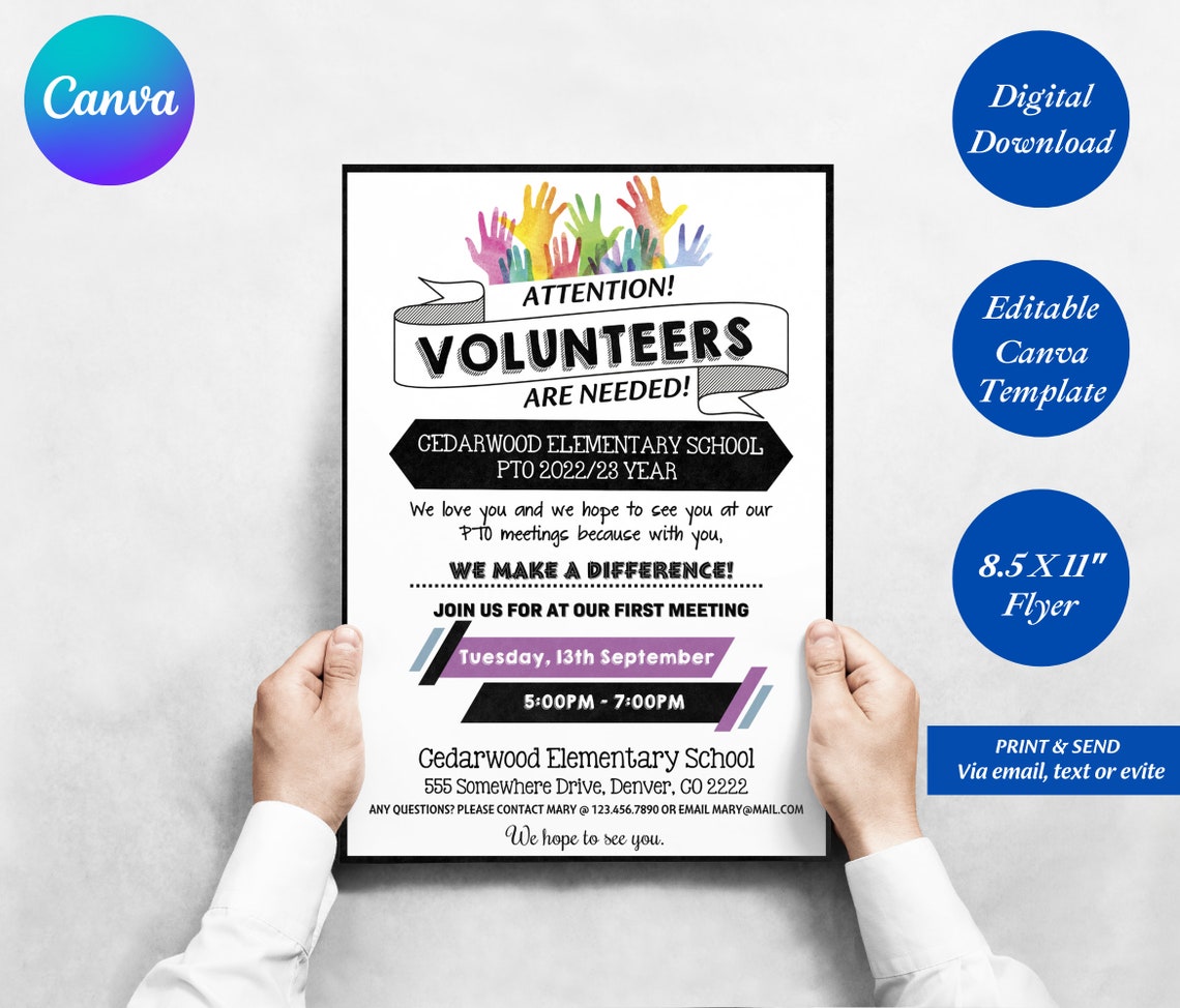 EDITABLE Volunteer Recruitment Flyer Printable Handout - Etsy