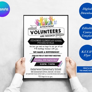 EDITABLE Volunteer Recruitment Flyer, Printable Handout, School ...