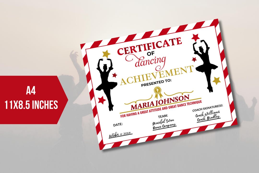 EDITABLE Ballet Certificate, Dancing Award, Dancer Certificate, Dance ...