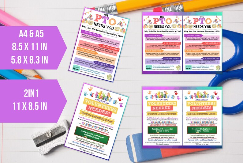 Editable PTO Flyer Bundle Printable School PTO Information - Etsy