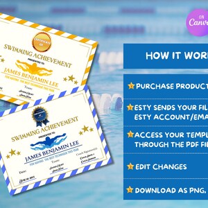 EDITABLE Swimming Award, Swimming Achievement, Swimming Certificate ...
