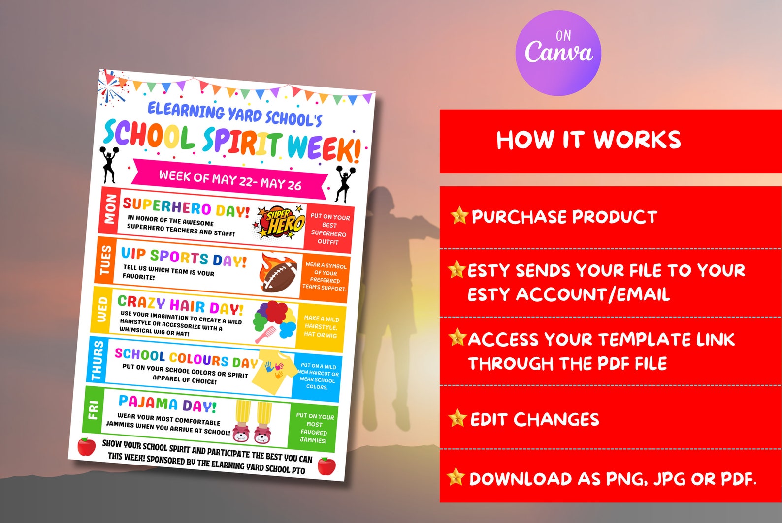 EDITABLE School Spirit Week Flyer, School Spirit Week Poster, Spirit ...