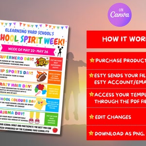 EDITABLE School Spirit Week Flyer, School Spirit Week Poster, Spirit ...