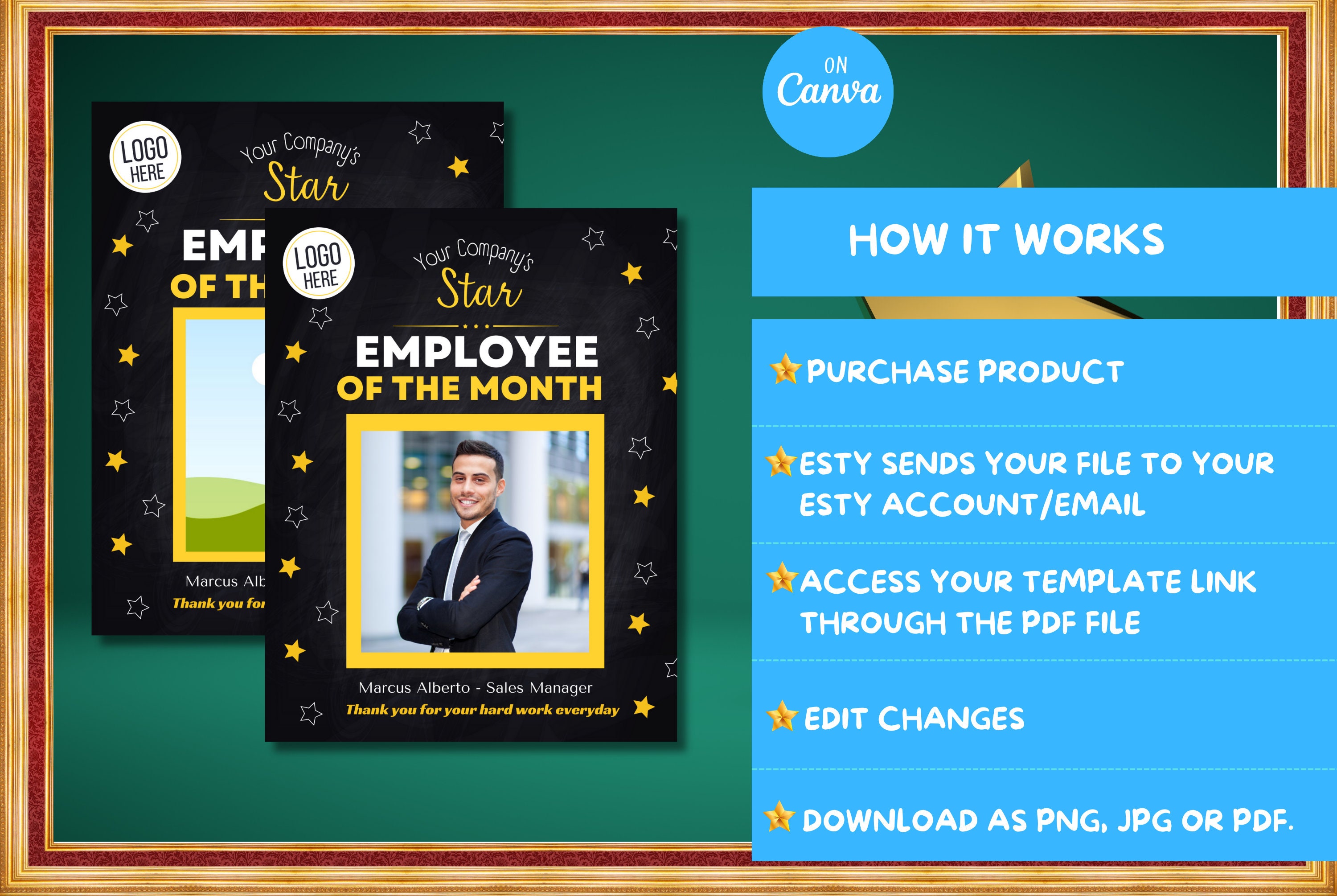 Editable Employee of the Month Flyer Employee Appreciation - Etsy