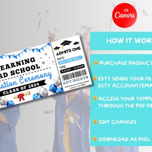 EDITABLE School Graduation Ceremony Ticket, Kindergarten Graduation ...
