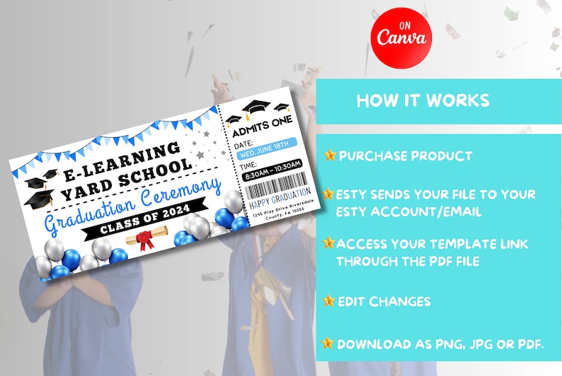 EDITABLE School Graduation Ceremony Ticket, Kindergarten Graduation ...