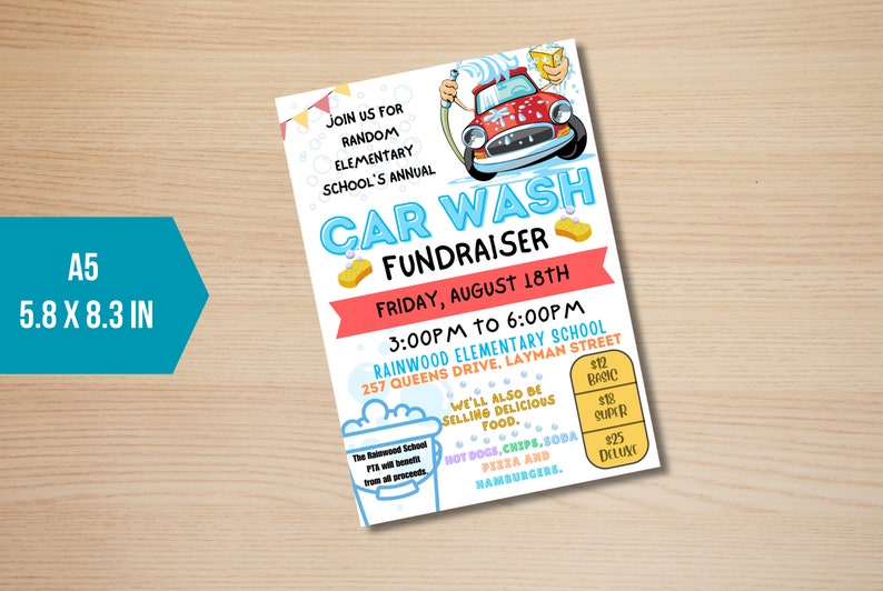 EDITABLE Car Wash Fundraiser Flyer, PTA PTO Flyer, School Benefit ...