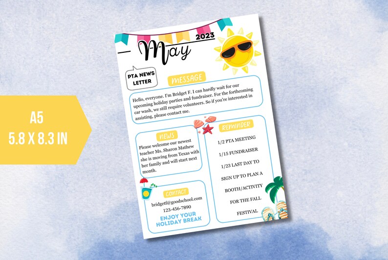 EDITABLE May Newsletter Template Classroom Printable Handout - Etsy