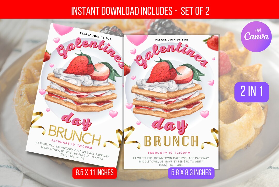 EDITABLE Galentines Day Brunch Flyer, Valentine Gelato Invite for ...